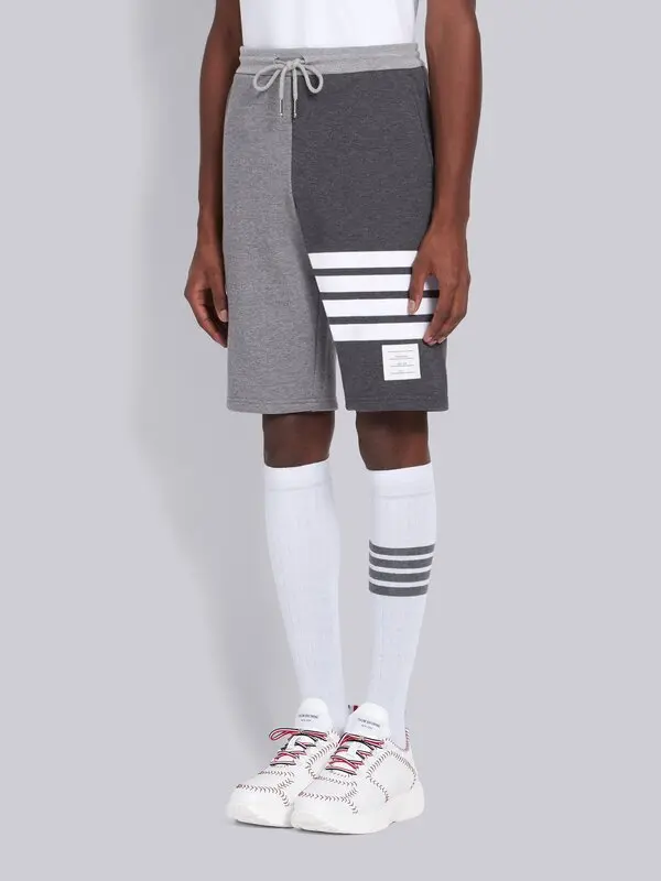 Thom Browne Four-bar Striped Drawstring Shorts - Gray