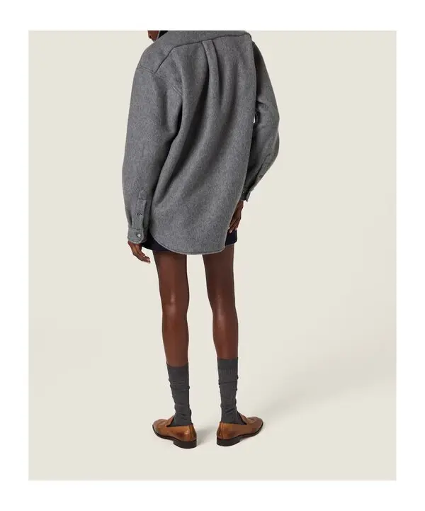 Miu Miu Oversized Logo Embroidered Poplin Shirt