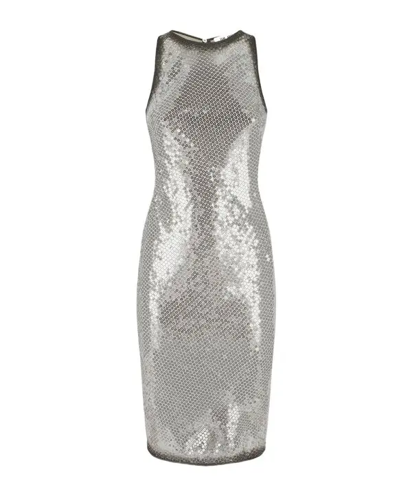 Attico Sequined Mini Dress - Silver