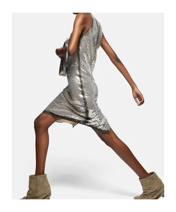 Attico Sequined Mini Dress - Silver