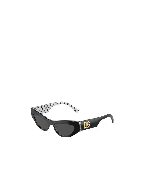 Dolce & Gabbana Cat Eye Sunglasses With Logo Detail - Black
