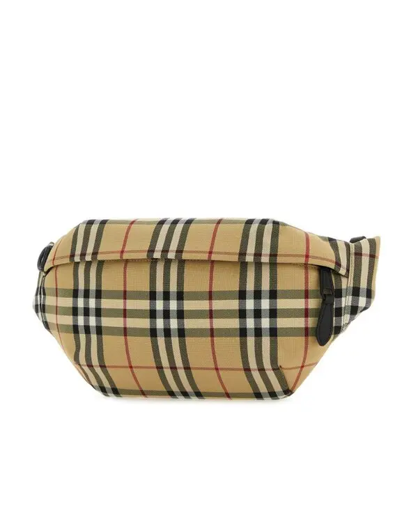 Burberry Checked Zipped Belt Bag - Nude