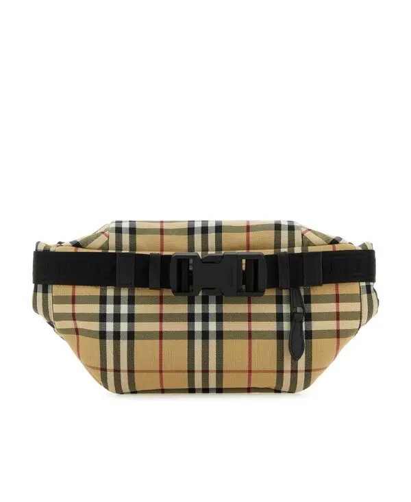 Burberry Checked Zipped Belt Bag - Nude