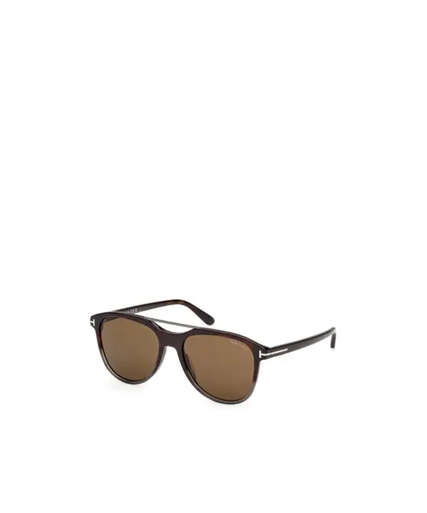 TOM FORD Damian Pilot Frame Double Bridge Sunglasses - Brown