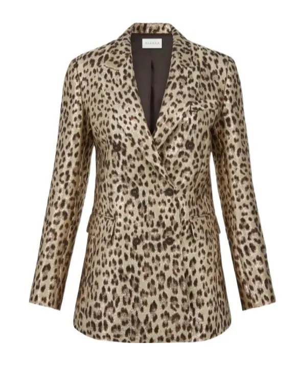 P.a.r.o.s.h Leopard-print Double-breasted Blazer - Nude