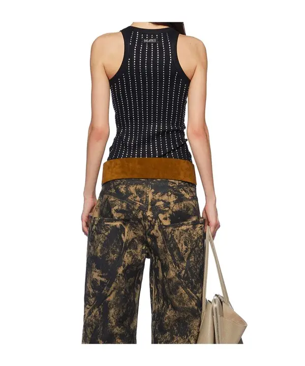 Attico Ribbed Embellished Tank Top