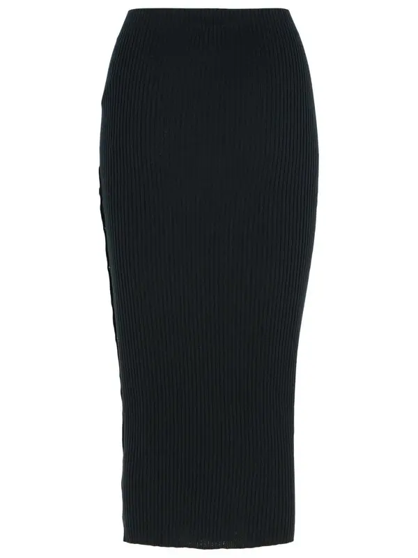 COURREGES Courrèges Ribbed Knit Skirt With Logo Embroidery And Side Slits