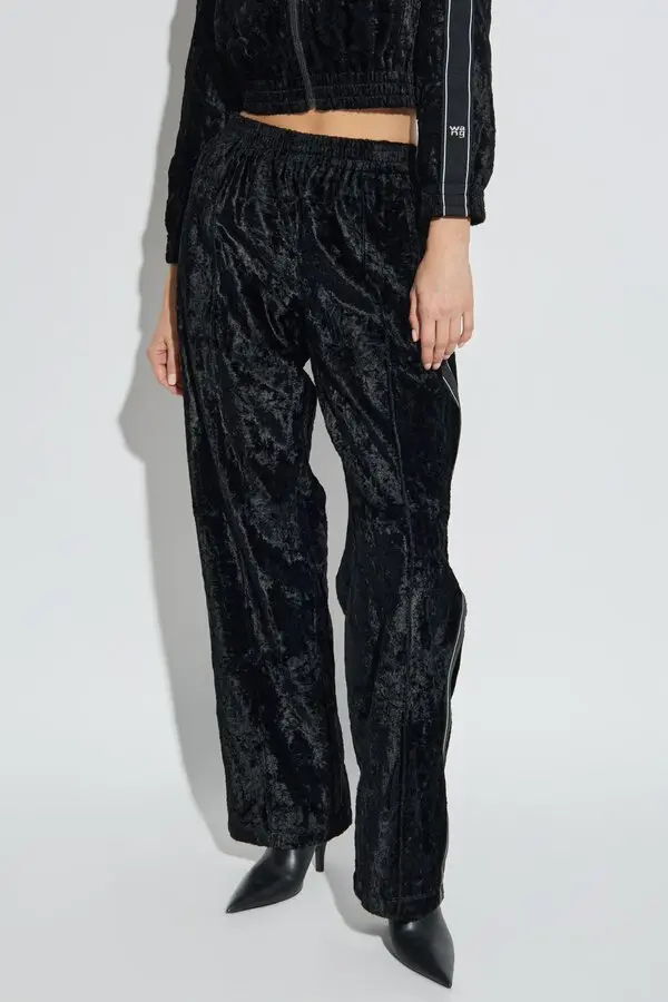 Alexander Wang Velvet Track Pants With Contrast Piping And Logo Detail
