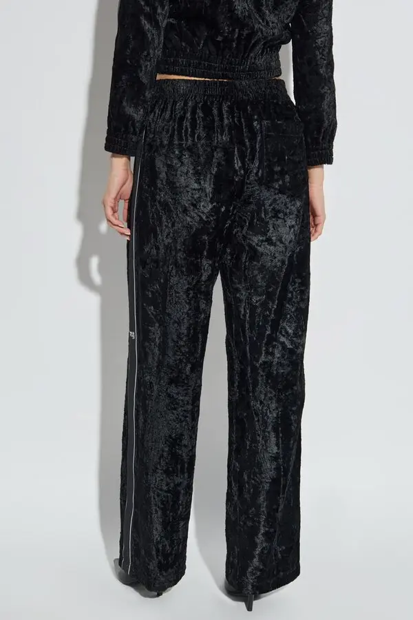 Alexander Wang Velvet Track Pants With Contrast Piping And Logo Detail
