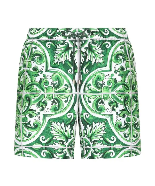 Dolce & Gabbana Majolica Print Swim Shorts - Green