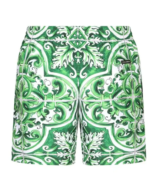 Dolce & Gabbana Majolica Print Swim Shorts - Green