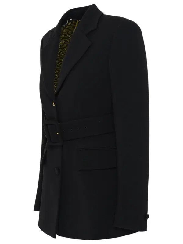 Versace Belted Waist Single-breasted Blazer