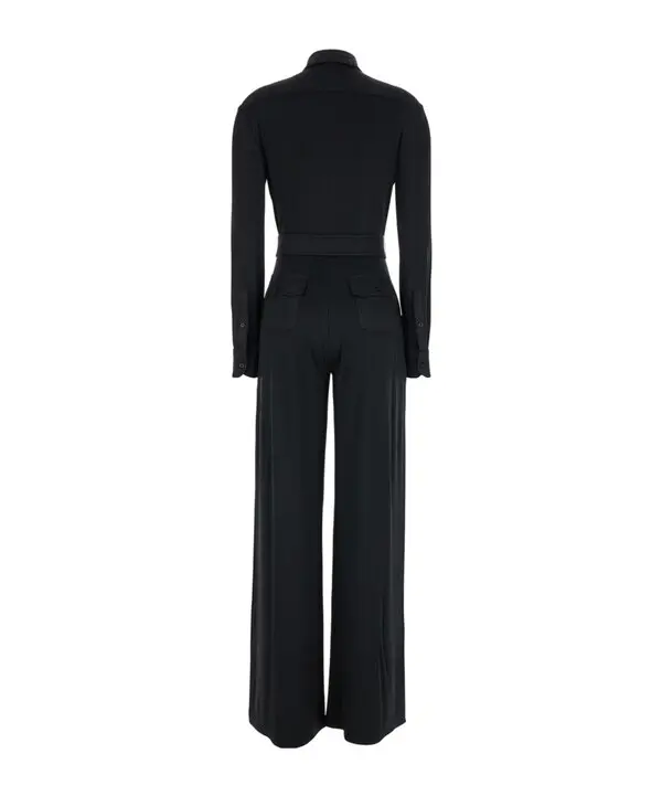 TOM FORD Long Sleeve Belted Jersey Jumpsuit - Black