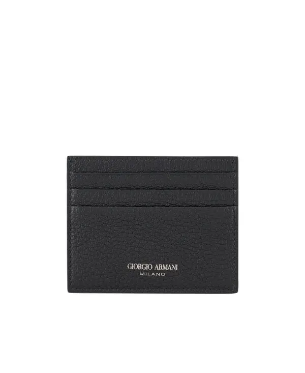 Giorgio Armani Grained-textured Leather Card Holder - Black