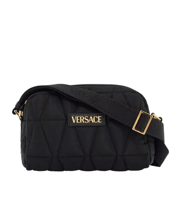 Versace Quilted Logo Camera Bag - Black