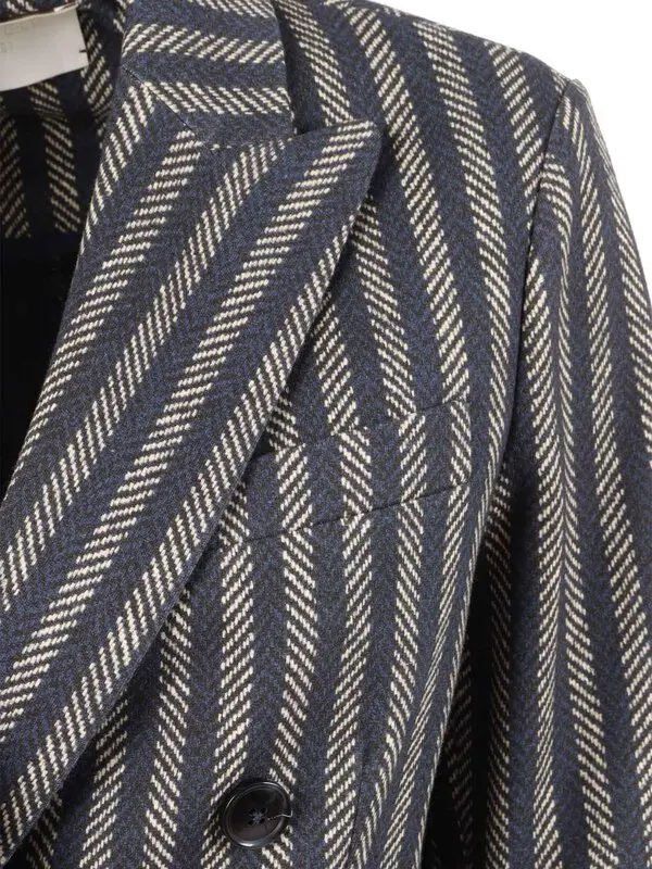 CIRCOLO 1901 Double-breasted Striped Blazer - Black