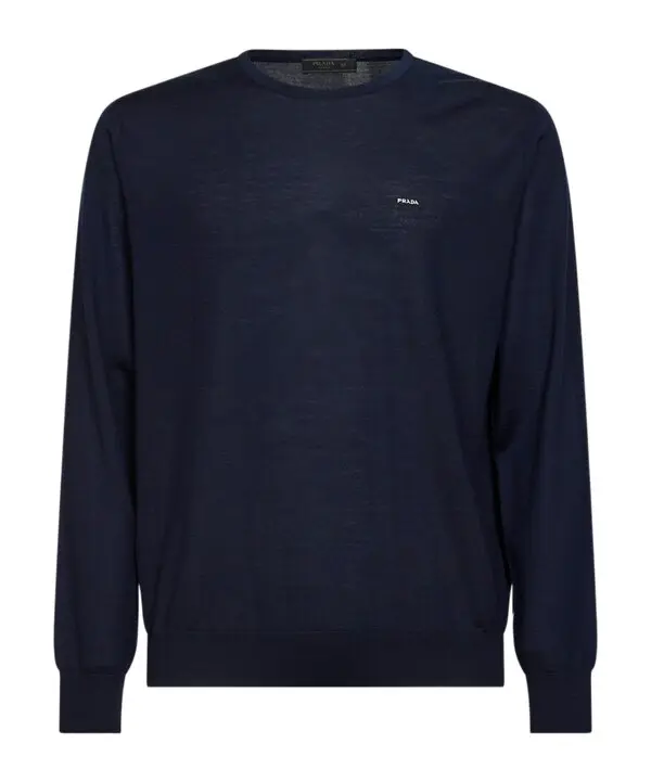 Prada Long Sleeved Crewneck Jumper - Blue