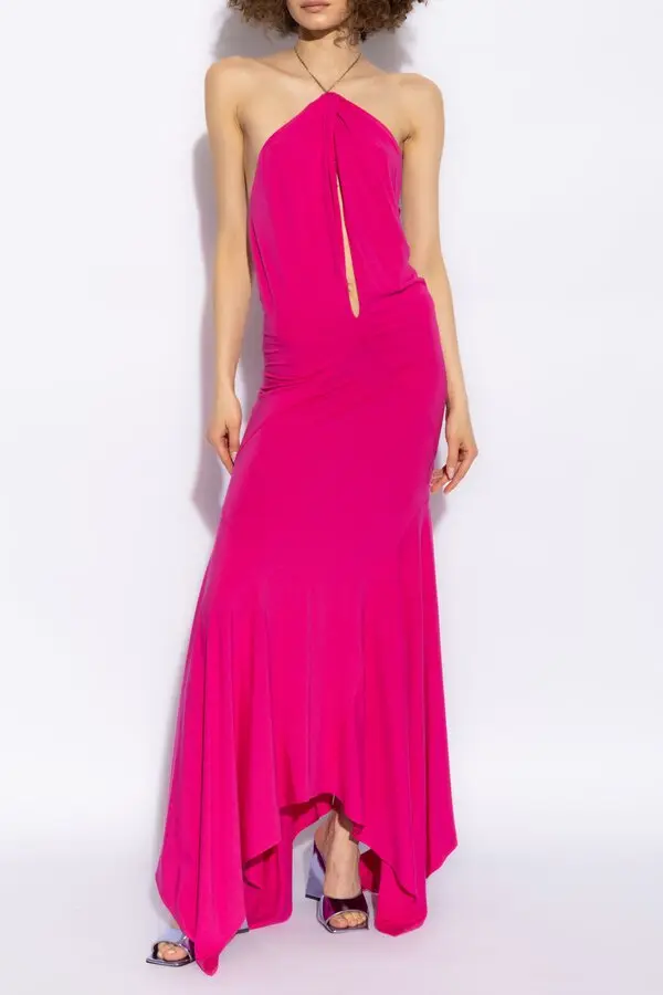 Attico Asymmetric Halterneck Maxi Dress