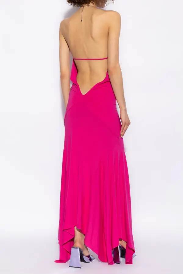 Attico Asymmetric Halterneck Maxi Dress