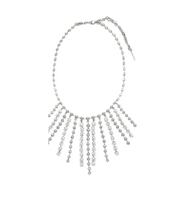 Alessandra Rich Embellished Beaded Fringed Necklace - White