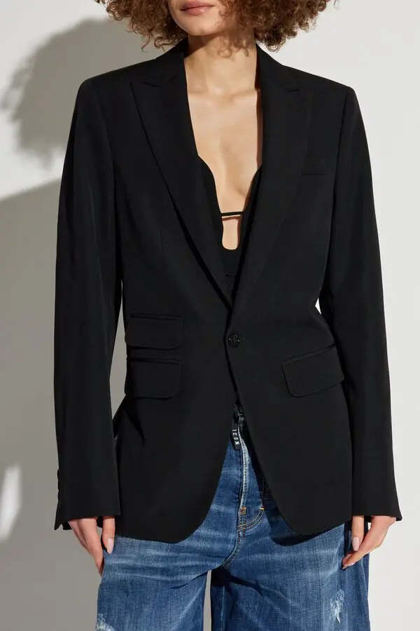 Dsquared2 Single-breasted Tailored Blazer With Belted Detail - Black
