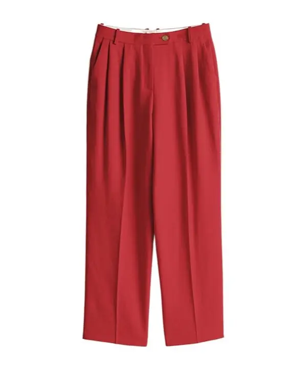 Tommy Hilfiger Cotton Pleated Trousers - Medium Red