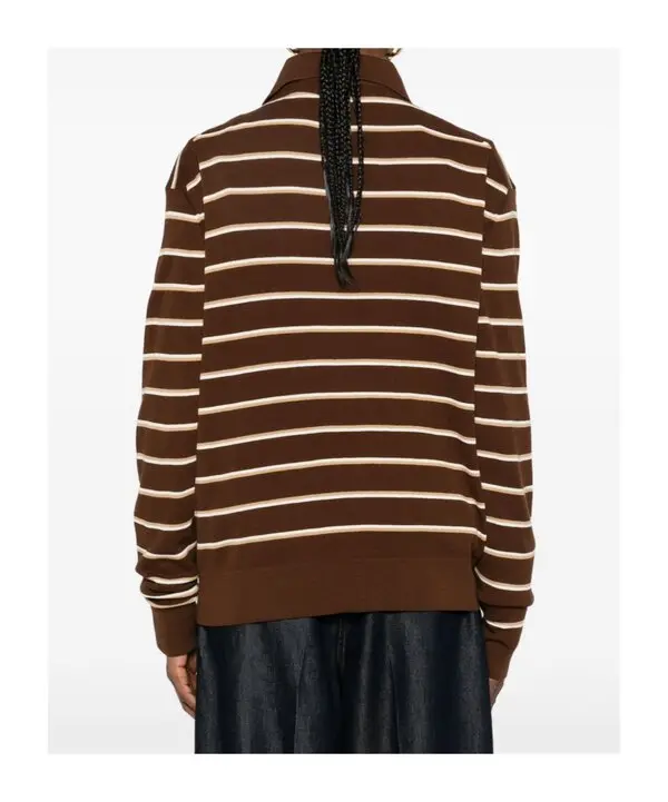 Miu Miu Striped Long-sleeve Knitted Polo Shirt - No