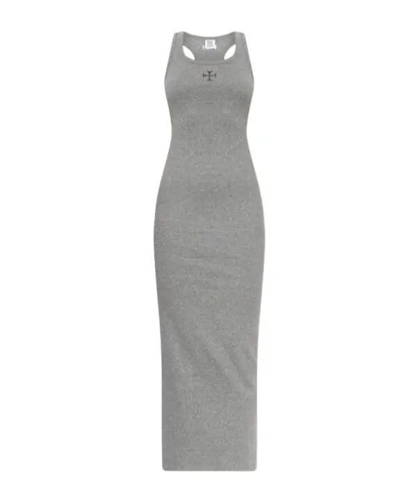 Vetements Logo Detailed Sleeveless Ribbed Dress - Gray