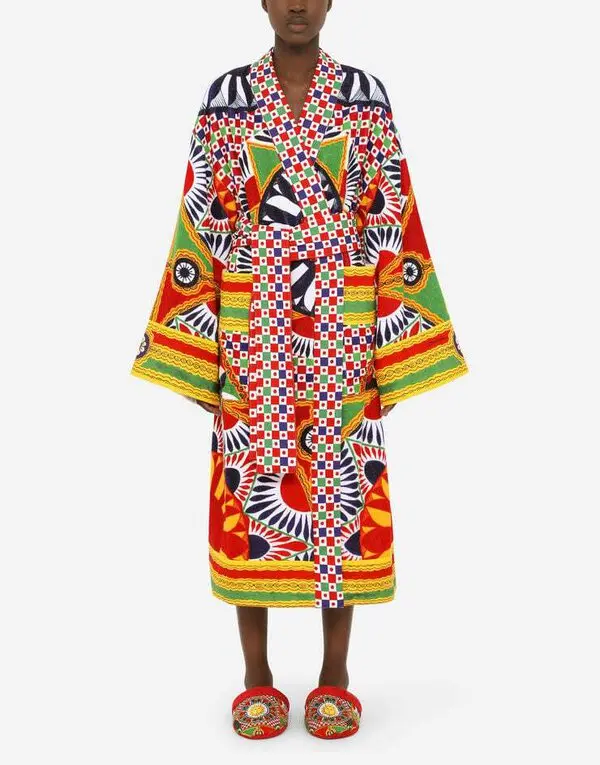 Dolce & Gabbana Dolce Gabbana Terry Batch Robe - Multicolor