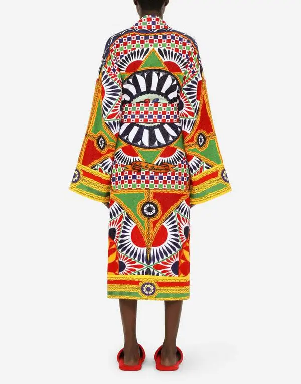 Dolce & Gabbana Dolce Gabbana Terry Batch Robe - Multicolor