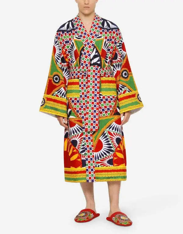 Dolce & Gabbana Dolce Gabbana Terry Batch Robe - Multicolor