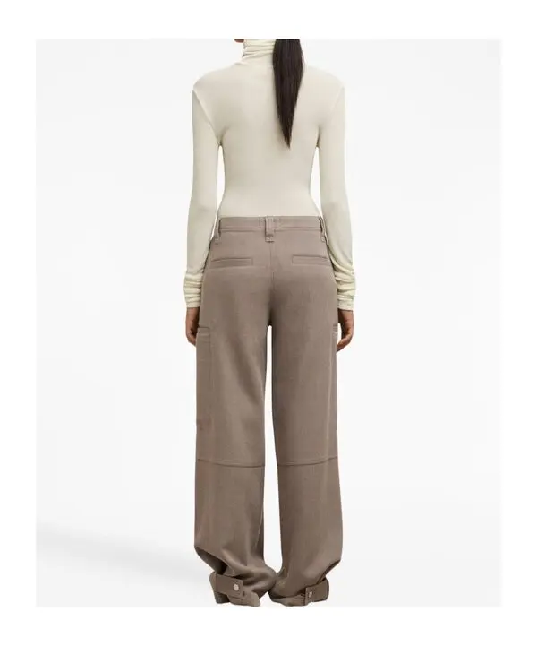 AMI Paris High Neck Ribbed Long Sleeve Top - Light Brown