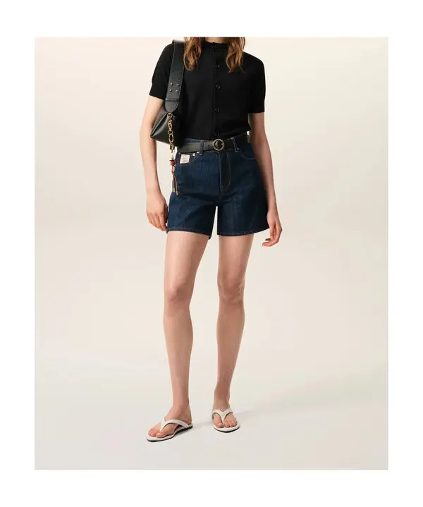 AMI Paris Short-sleeve Logo-embroidered Cardigan - Black