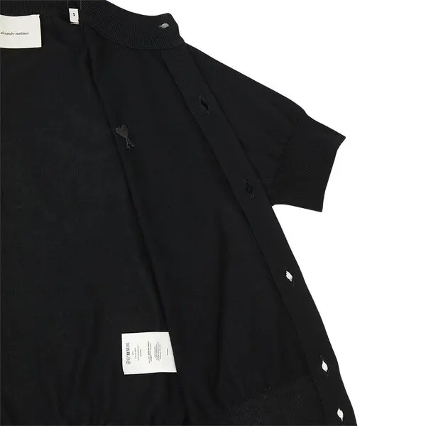 AMI Paris Short-sleeve Logo-embroidered Cardigan
