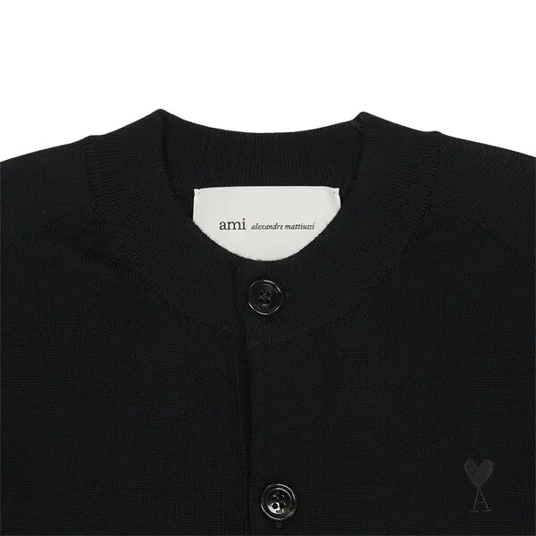 AMI Paris Short-sleeve Logo-embroidered Cardigan