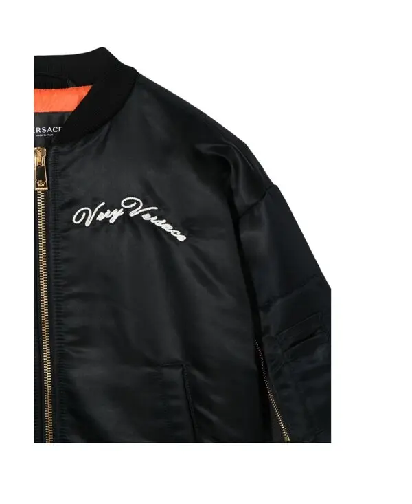 Versace Embroidered Logo Zip-up Bomber Jacket