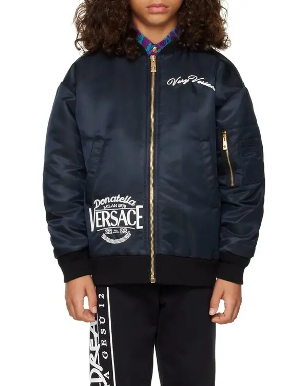 Versace Embroidered Logo Zip-up Bomber Jacket