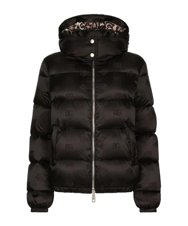 Dolce & Gabbana Monogram Jacquard Hooded Puffer Jacket