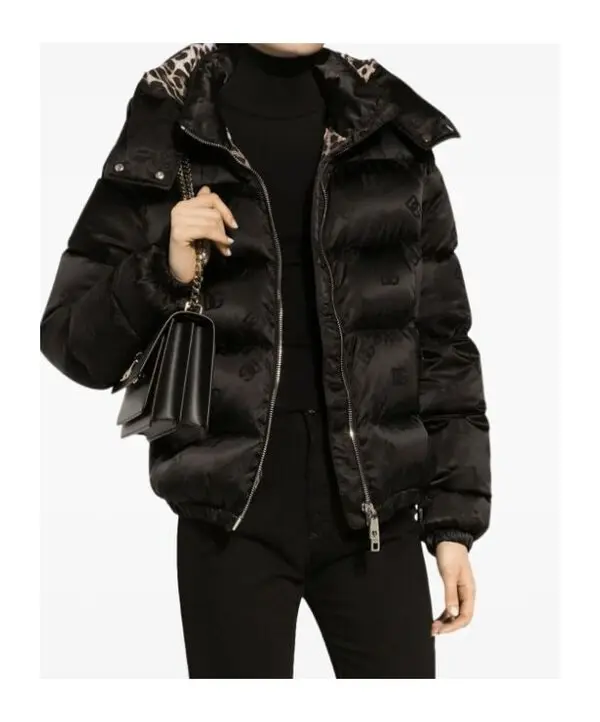 Dolce & Gabbana Monogram Jacquard Hooded Puffer Jacket