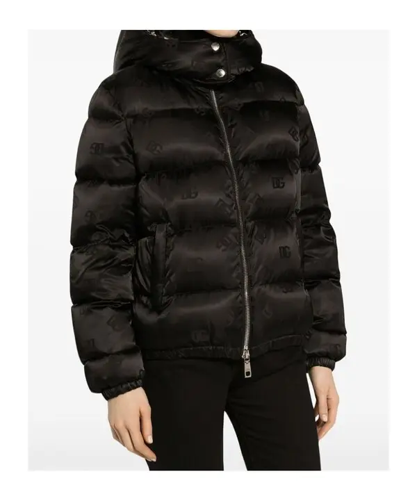 Dolce & Gabbana Monogram Jacquard Hooded Puffer Jacket