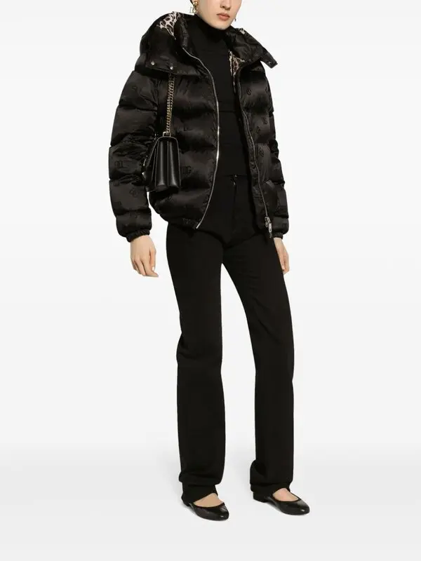 Dolce & Gabbana Monogram Jacquard Hooded Puffer Jacket