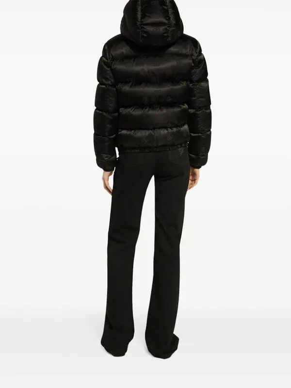 Dolce & Gabbana Monogram Jacquard Hooded Puffer Jacket
