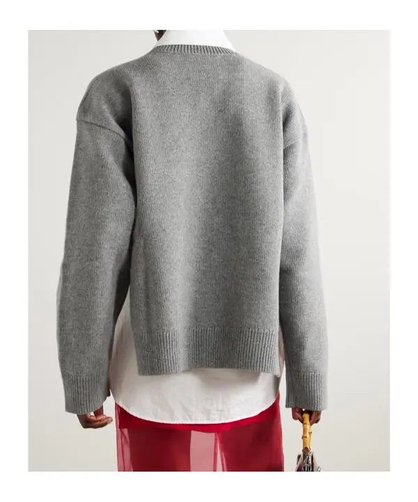 JIL SANDER Ribbed Crew Neck Sweater With Long Sleeves - Gray