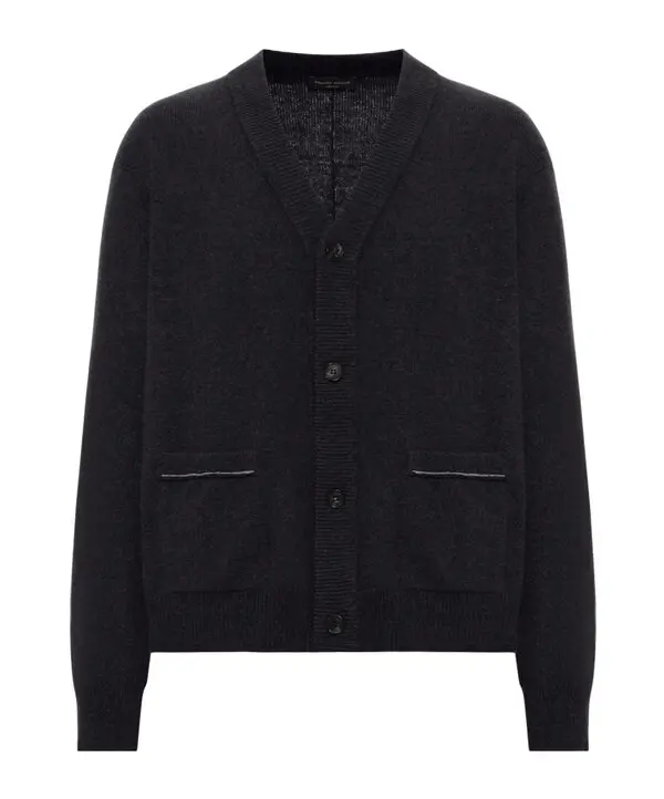 ROBERTO COLLINA Wool V-neck Cardigan - Black