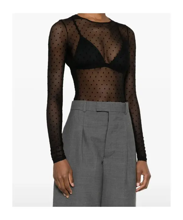 Wardrobe.NYC Polka-dot Mesh Bodysuit