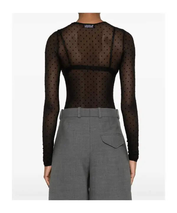 Wardrobe.NYC Polka-dot Mesh Bodysuit