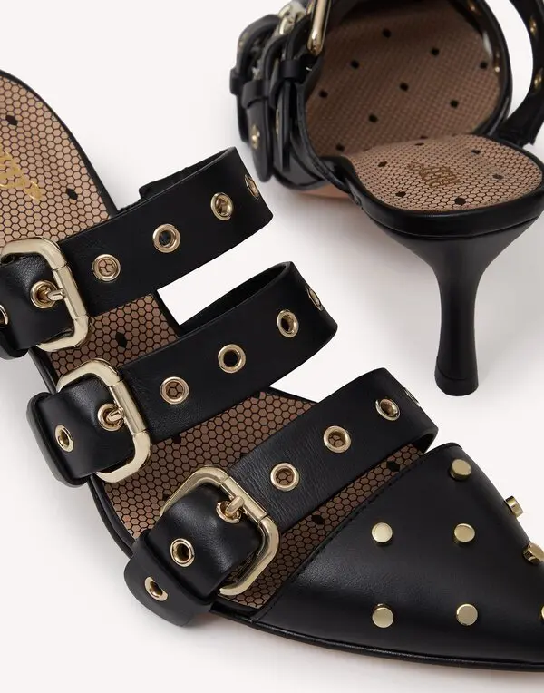 Red Valentino Embellished Buckled Heeled Mules