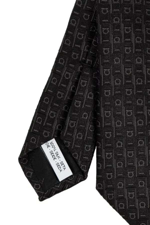 FERRAGAMO Logo Pattern Neck Tie - Black