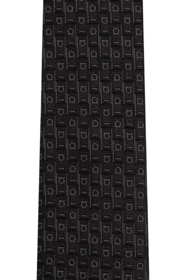 FERRAGAMO Logo Pattern Neck Tie - Black
