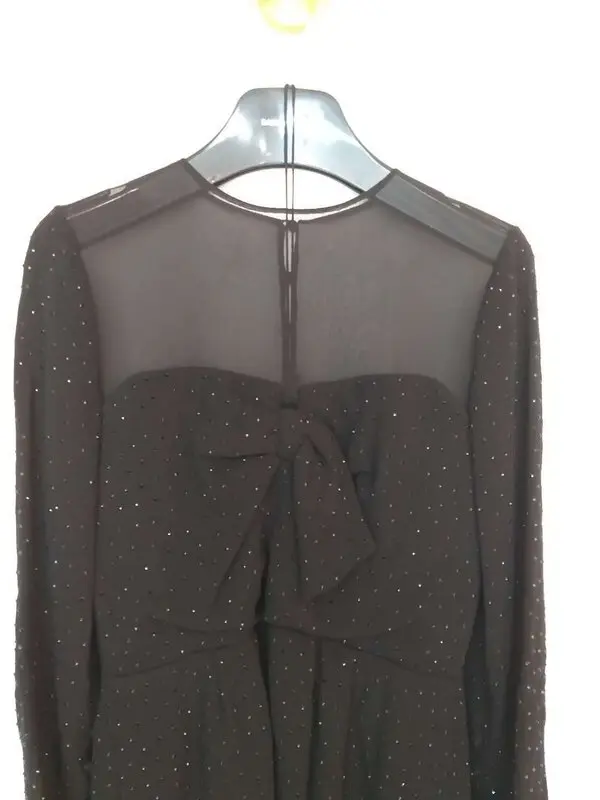 Saint Laurent Crystal-embellished Long-sleeve Mini Dress